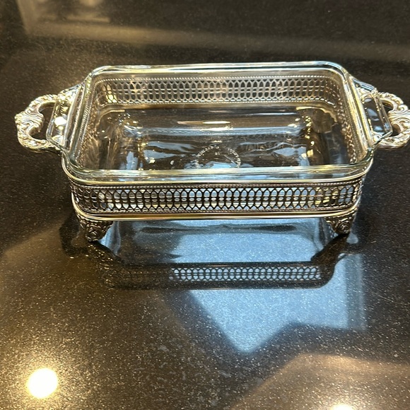 Dining | Silver Plate Serving Dish With Pyrex Loaf Pan 12 X 55 | Poshmark